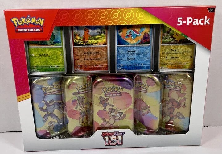 Pokemon TCG Scarlet & Violet 151 5 Pack Mini Tins - 10 Booster Packs i ...